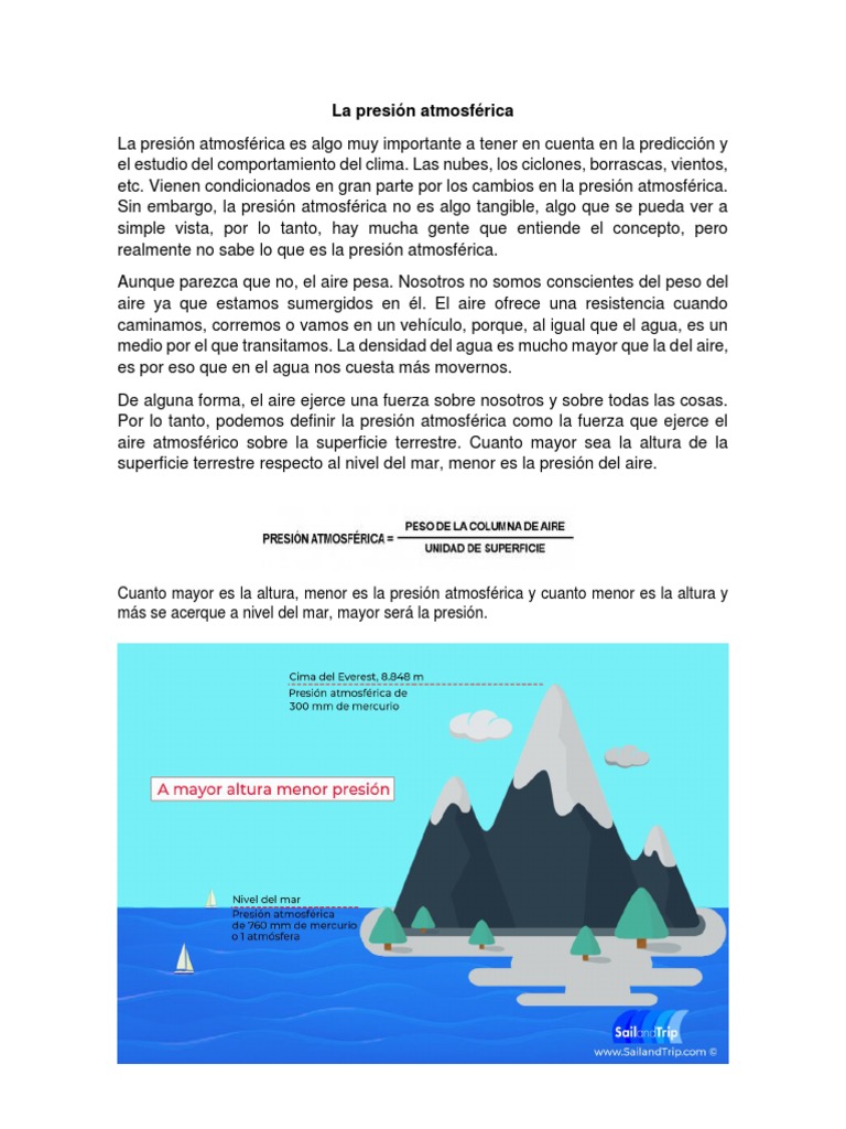 Presión atmosférica y su medición | PDF | Presión atmosférica | Presión