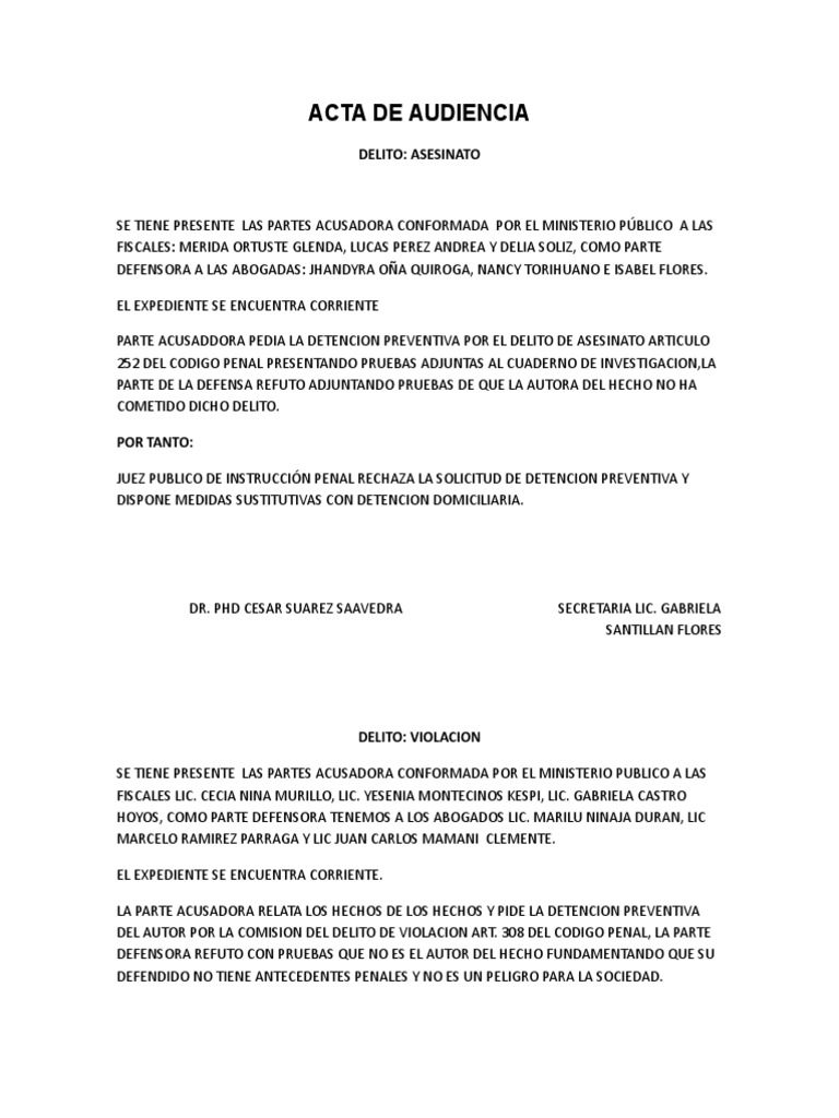 Acta de Audiencia 2 Gaby | PDF