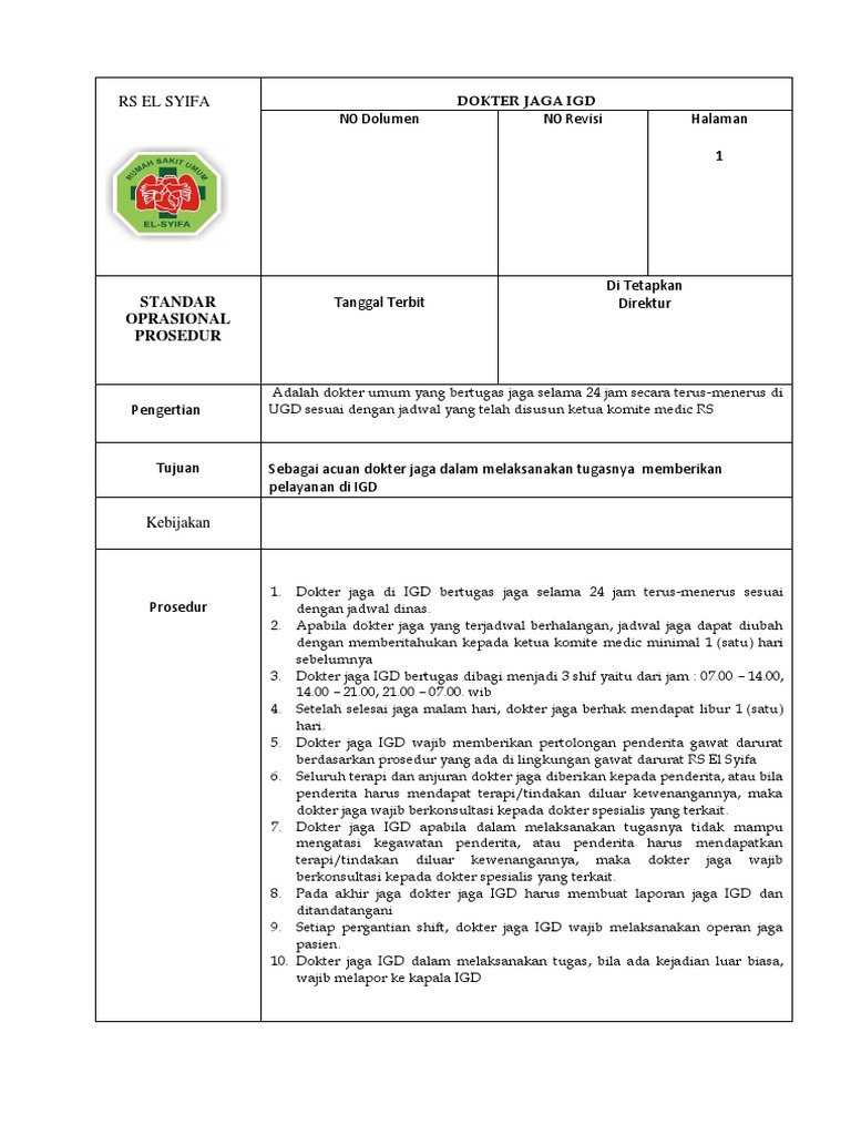 Sop Dokter Jaga Igd | PDF
