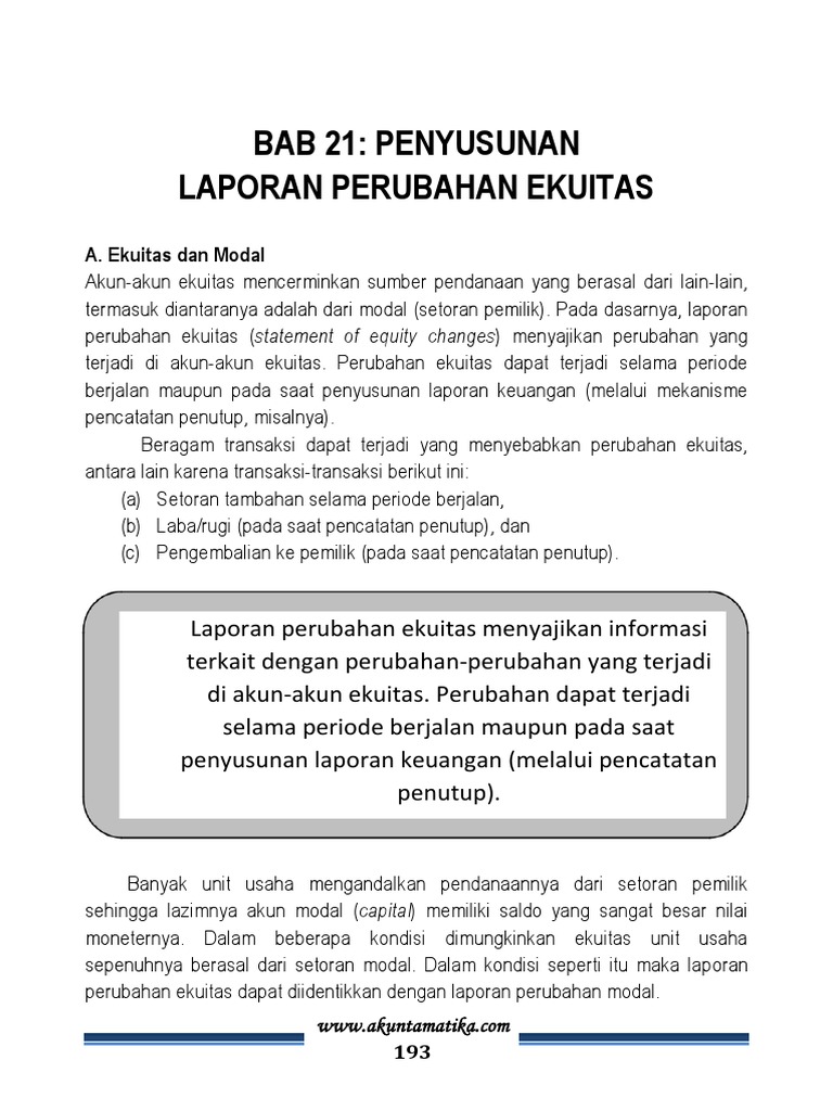Bab 21 Laporan Perubahan Ekuitas | PDF