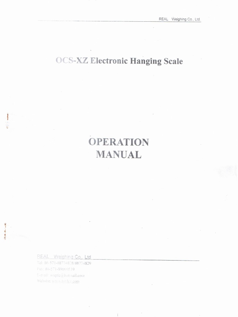 User Manual Ocs-Xz Electronic Hanging Scale | PDF