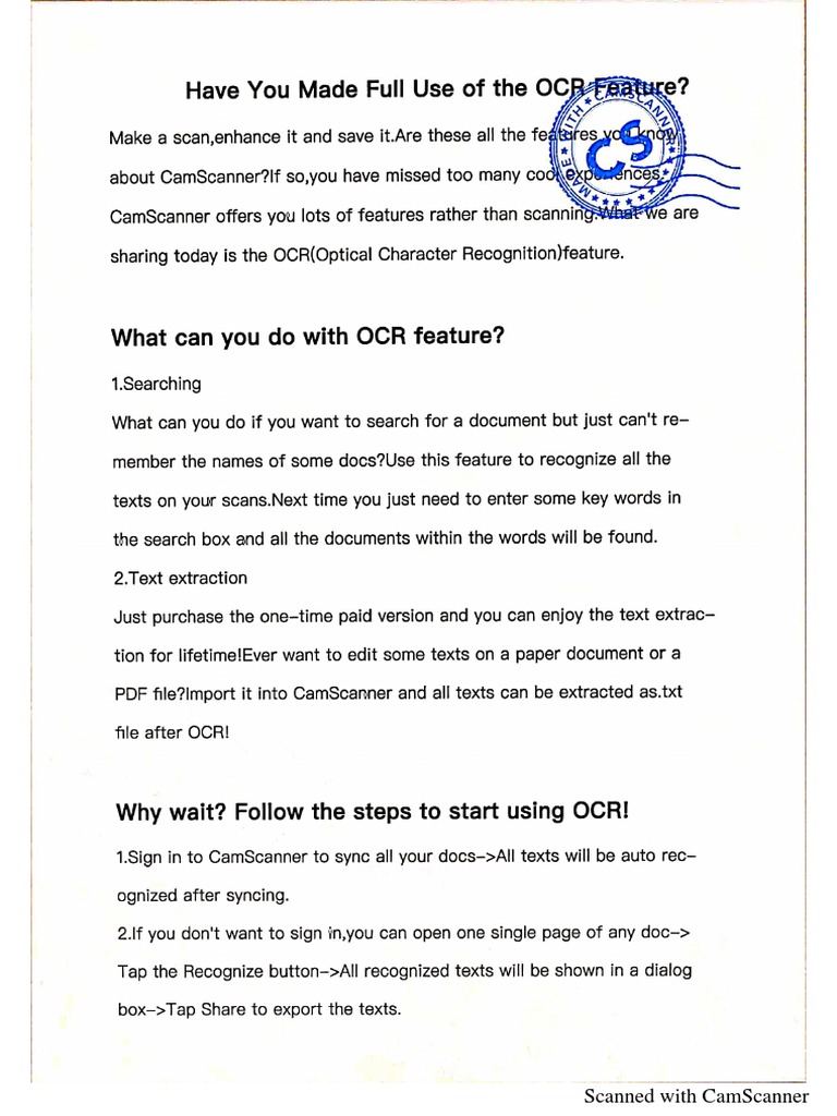 CamScanner Users' Guide | PDF