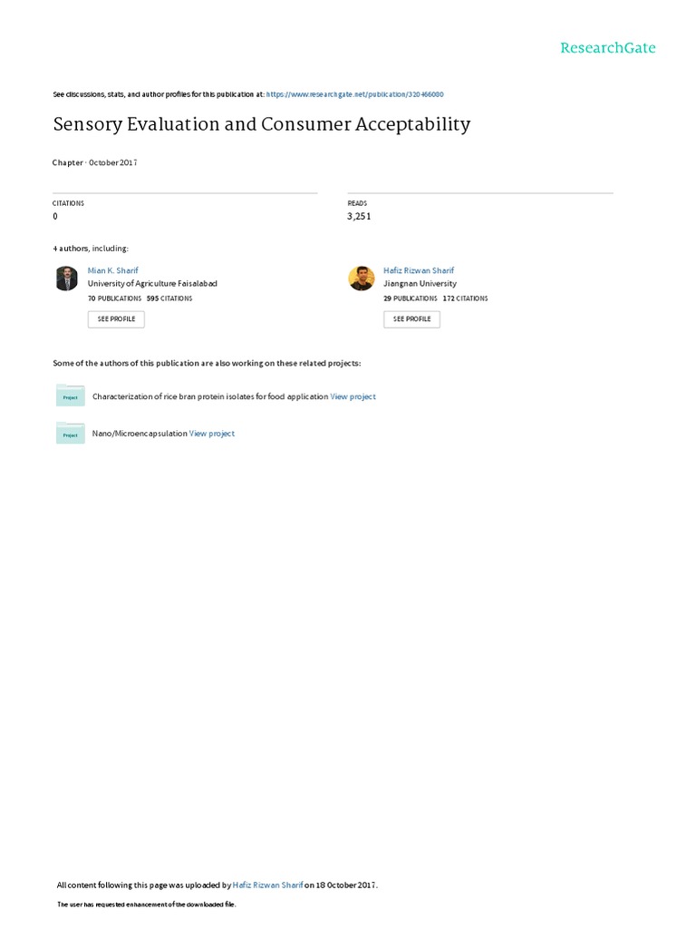 Sharif - Sensory Evalution & Consumer Acceptability | PDF