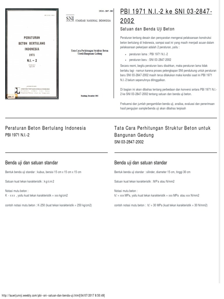 PBI - SNI - Satuan Dan Benda Uji - Lauw Tjun Nji | PDF PBI - SNI - Satuan Dan Benda Uji - Lauw Tjun Nji | PDF