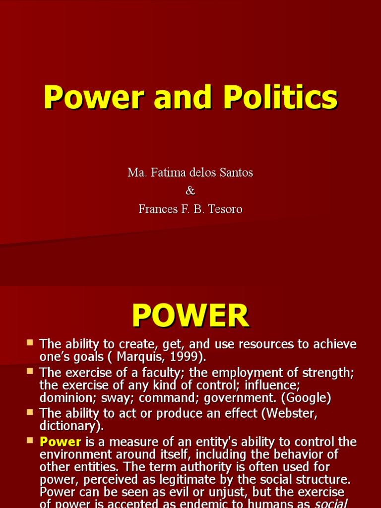 Power and Politics Presentation | PDF | Power (Social And Political ...