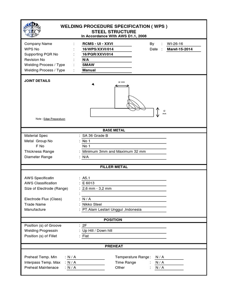 WPS PQR Aws D1.1 PDF