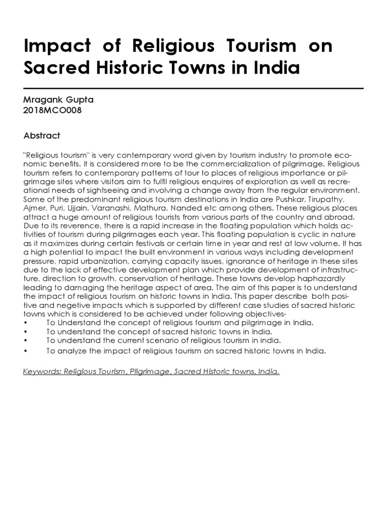 Impact of Religious Tourism On Sacred Historic Towns in India PDF | PDF