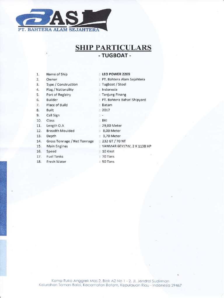 Ship Particular LP 2209 | PDF