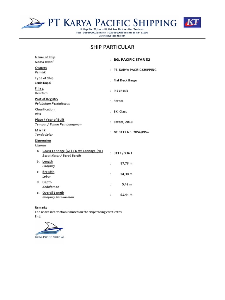 PS52 - Ship Particular | PDF