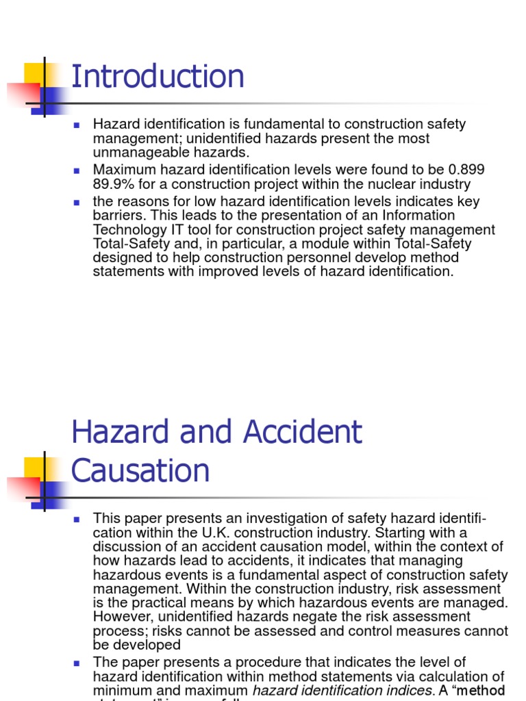 Safety Hazard Identification On Construction Projects | PDF