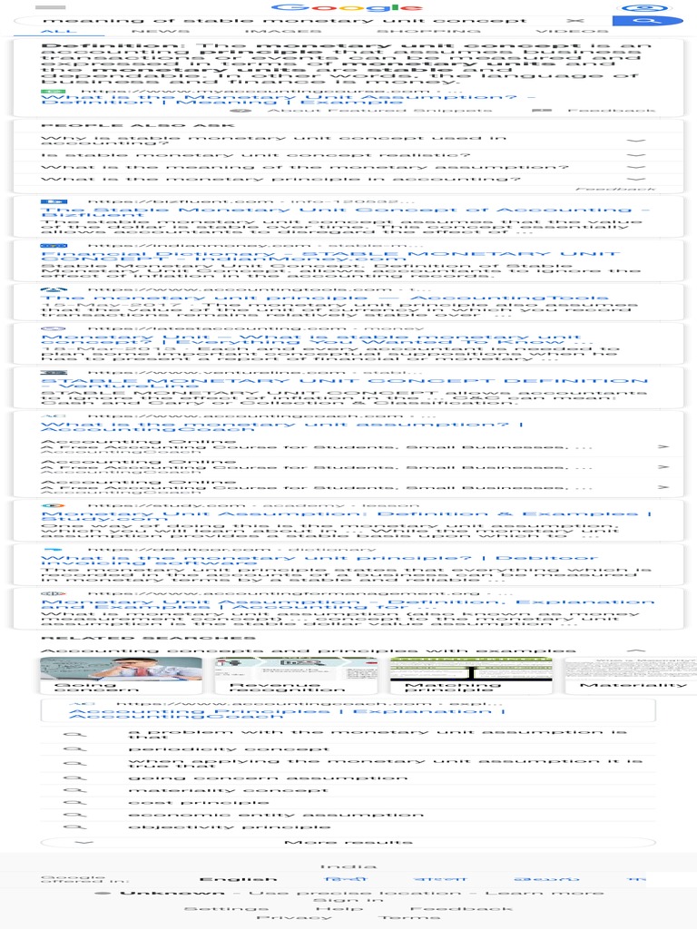 Meaning of Stable Monetary Unit Concept - Google Search PDF | PDF