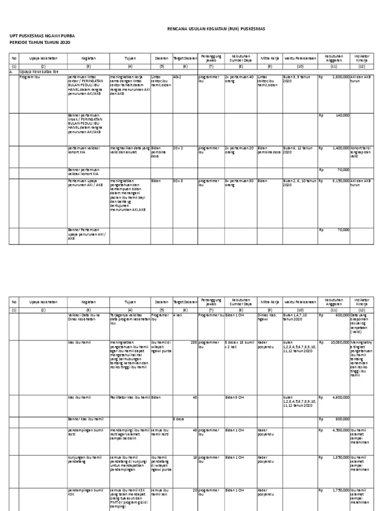 Contoh RUK PUSKESMAS Ngapur | PDF