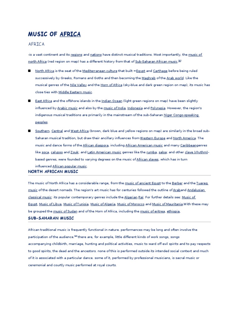 Music of Africa | PDF | Musical Instruments | Performing Arts