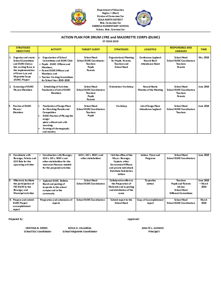 DLMC Action Plan 2018-19 | PDF
