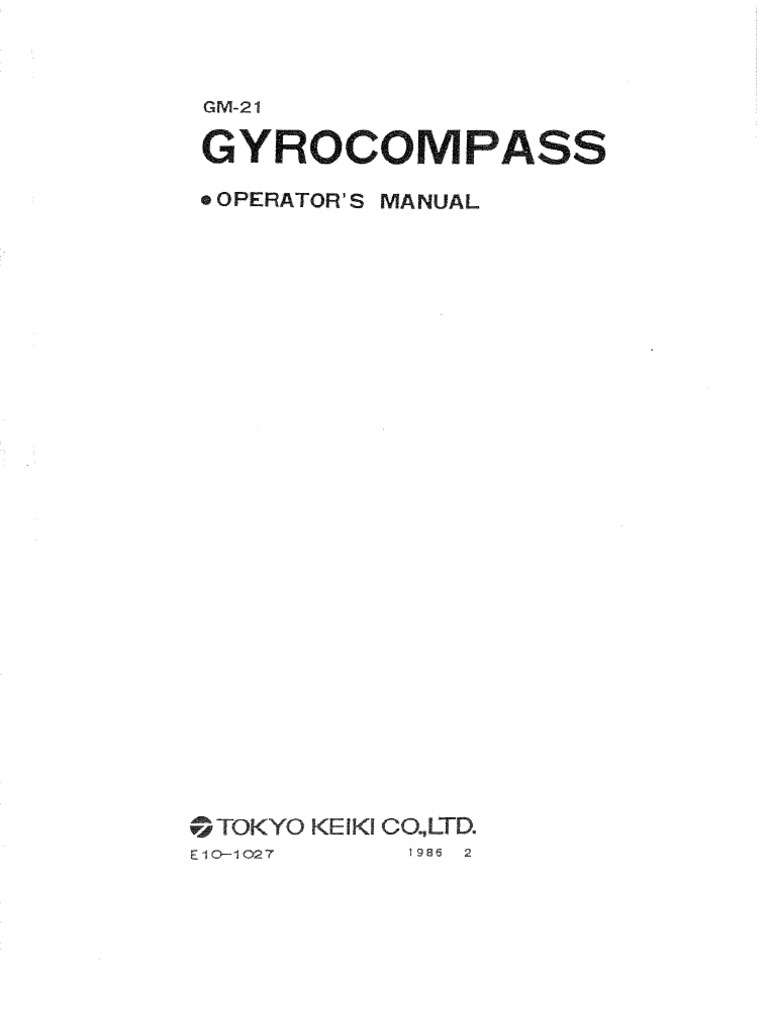 Tokyo Keiki Gyrocompass Manual | PDF | Technology & Engineering