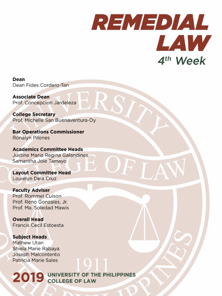 REMEDIAL LAW TABLE OF CONTENTS | PDF