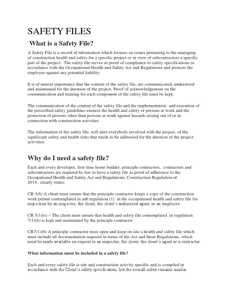 Safety Files PDF | PDF