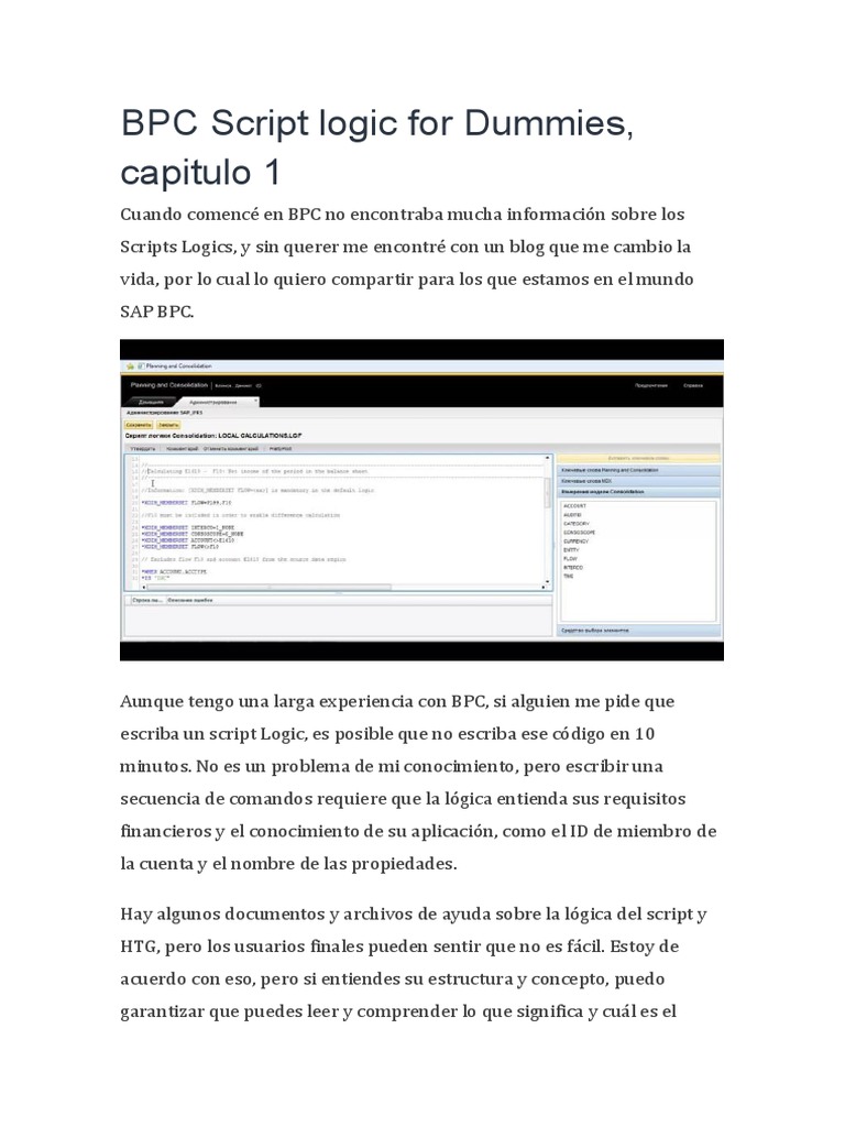 Guía Básica de Script Logic en BPC | PDF