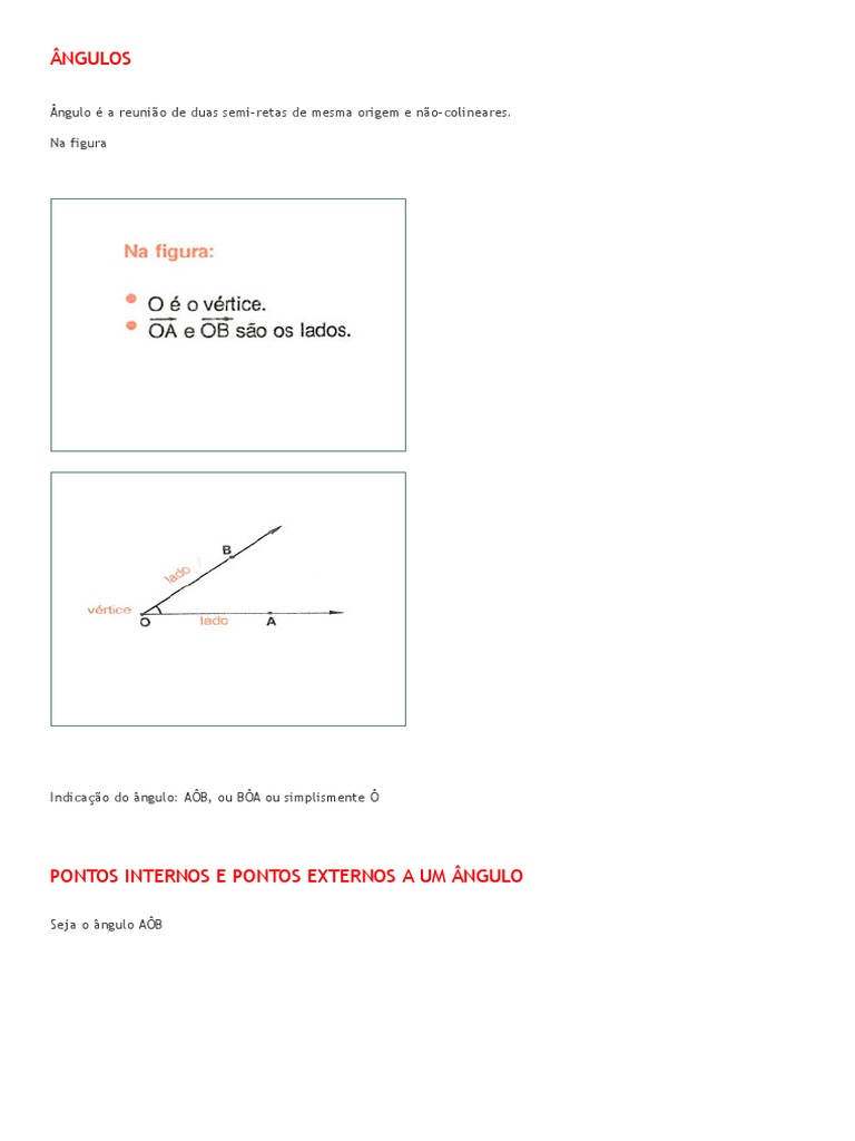 Exercícios de Medidas e Operações com Ângulos | PDF
