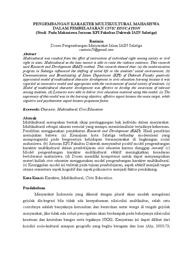 Contoh Jurnal Pengembangan Multikultural PDF | PDF