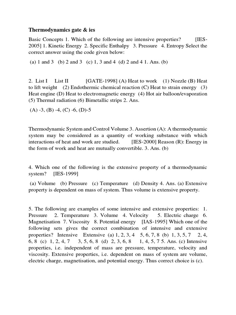 Thermodynamics Gate | PDF