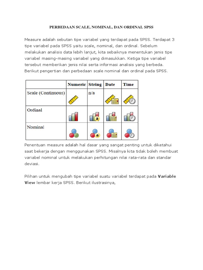 Perbedaan Tipe Variabel di SPSS | PDF
