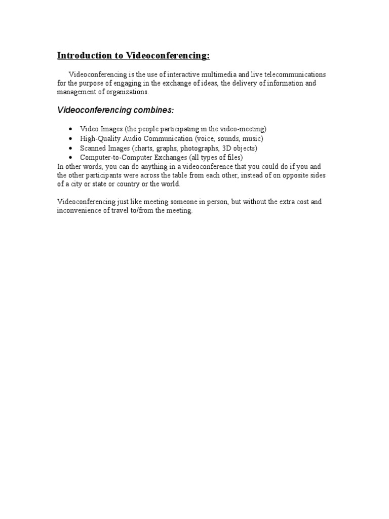 Introduction to Videoconferencing Basics | PDF