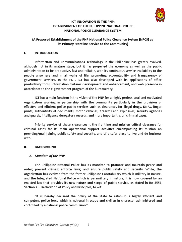 PNP Clearance System Project | PDF | Finance & Money Management ...