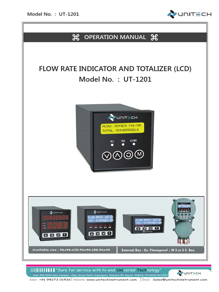 Ut-1201 Flow Meter | PDF