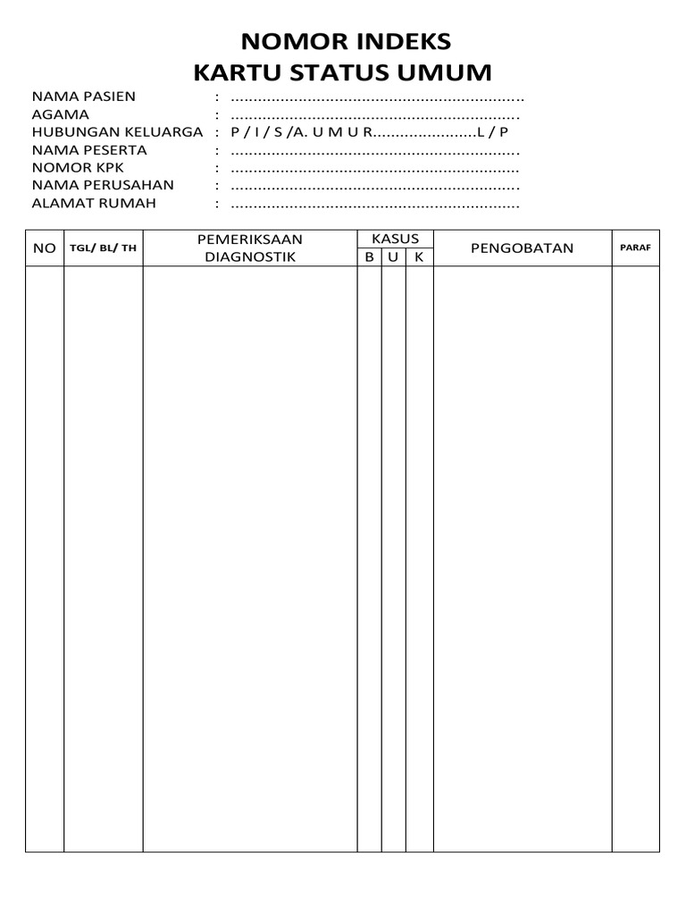 Kartu Status Pasien | PDF