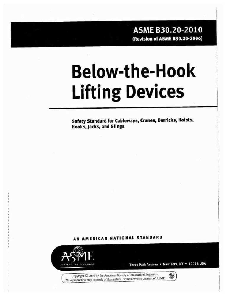 Asme B30.20 - 2010 | PDF