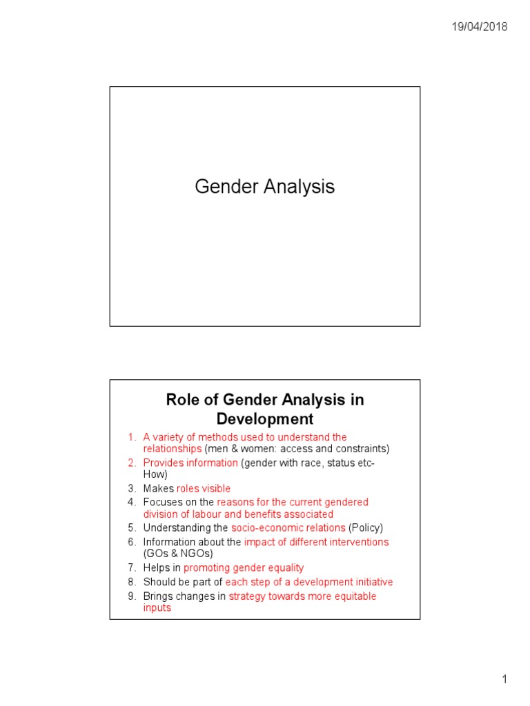 Gender Analysis in Development Strategies | PDF