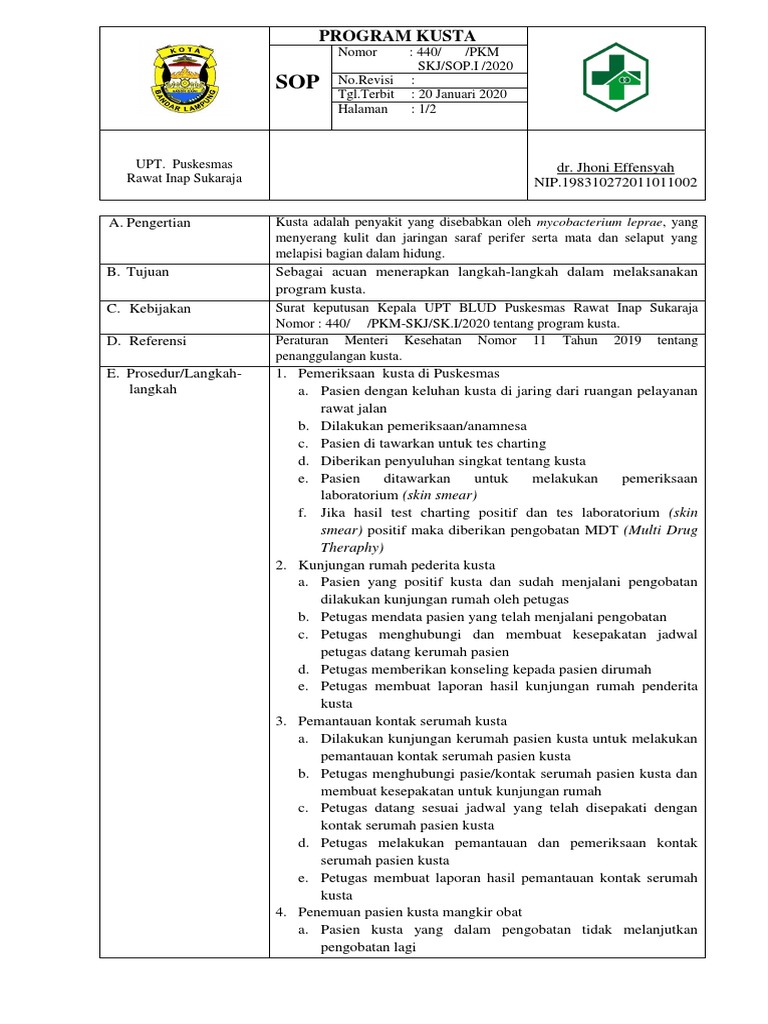 SOP Program Kusta | PDF