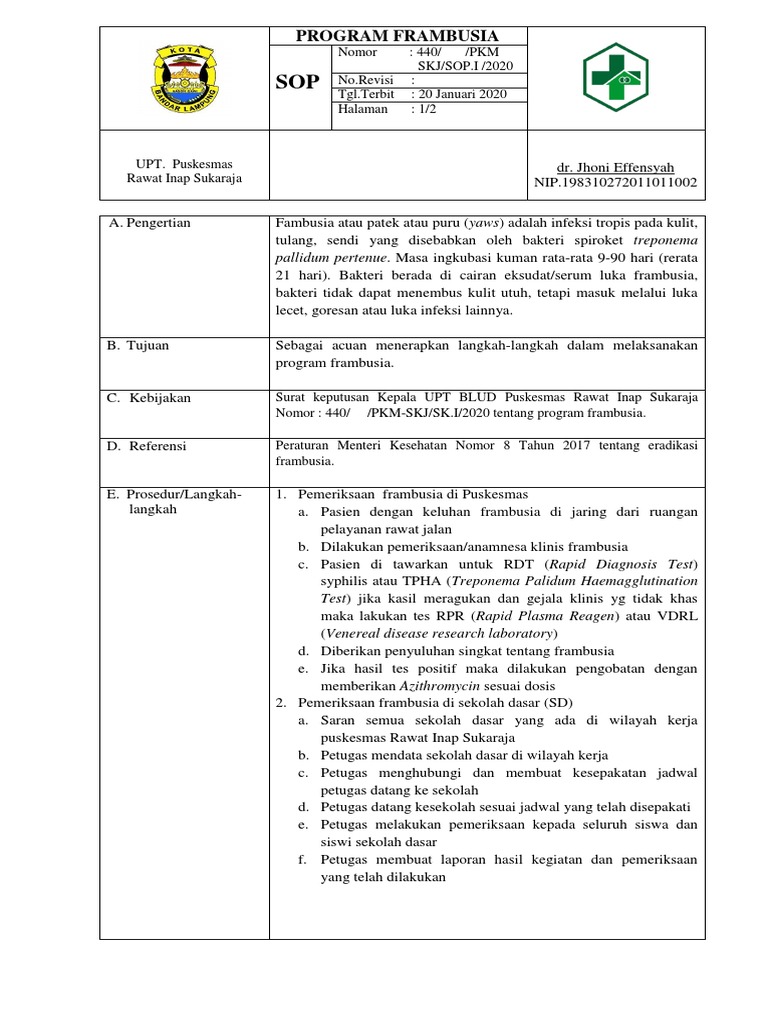 SOP Program Frambusia | PDF