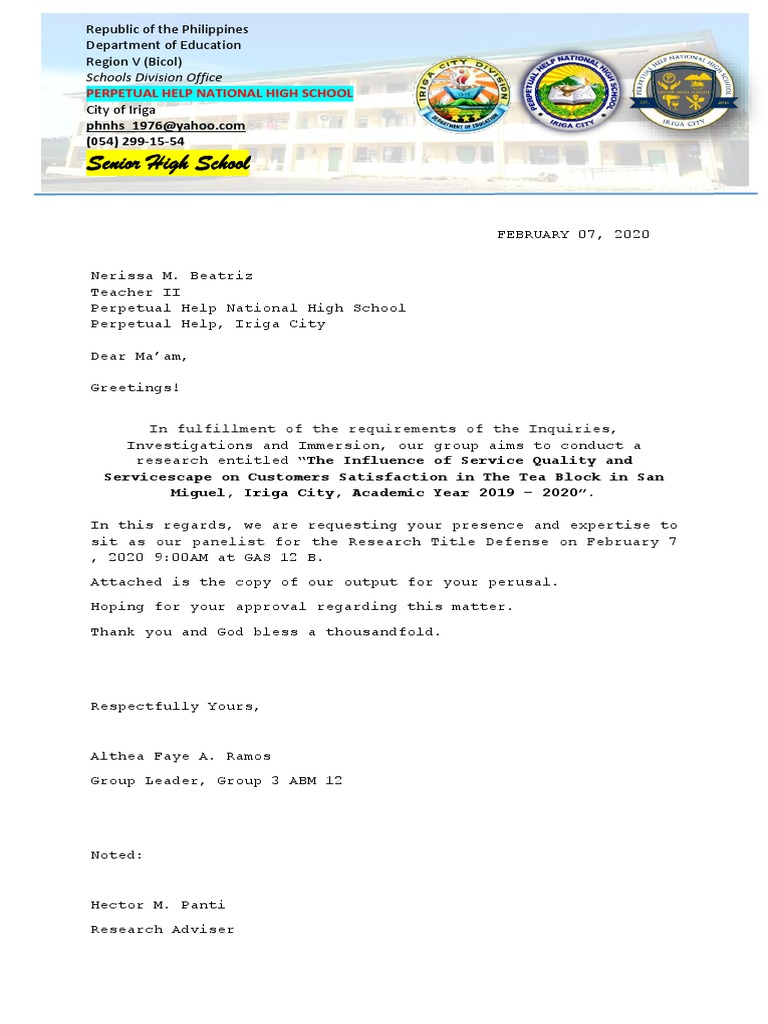 Letter Request Panelist | PDF