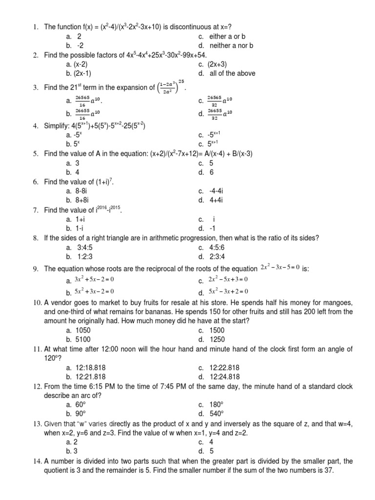 Compilation of Math Questions | PDF