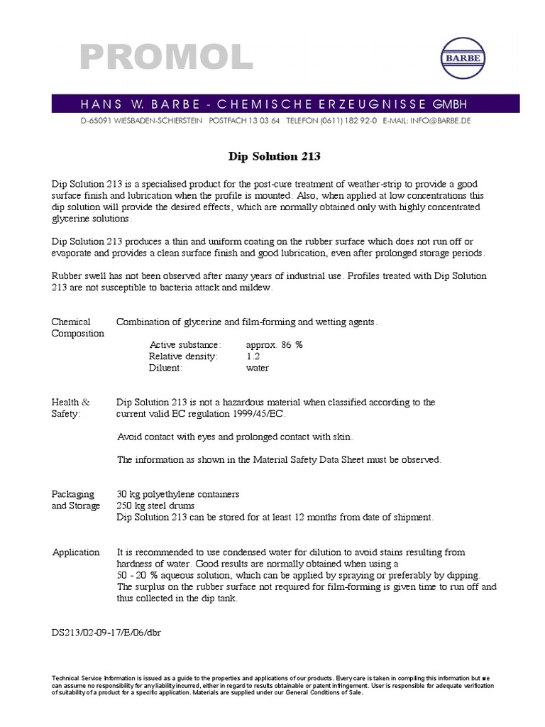 Dip Solution 213: A Specialized Post-Cure Treatment for Weather-Strips ...