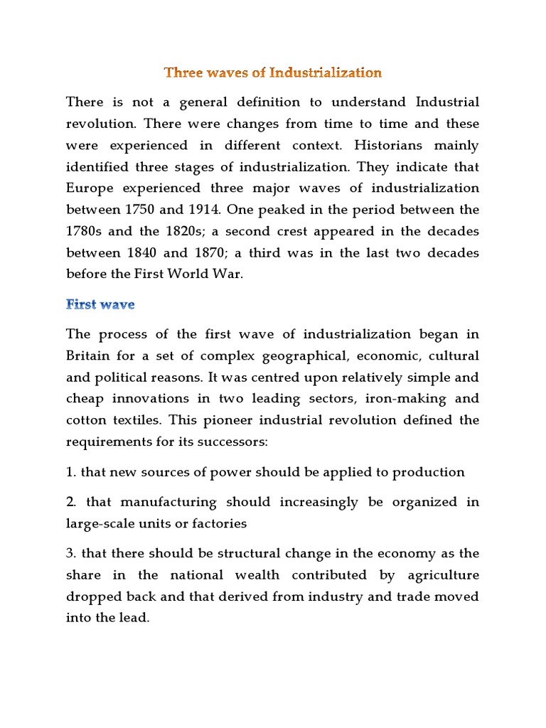 Three Waves of Industrialization | PDF