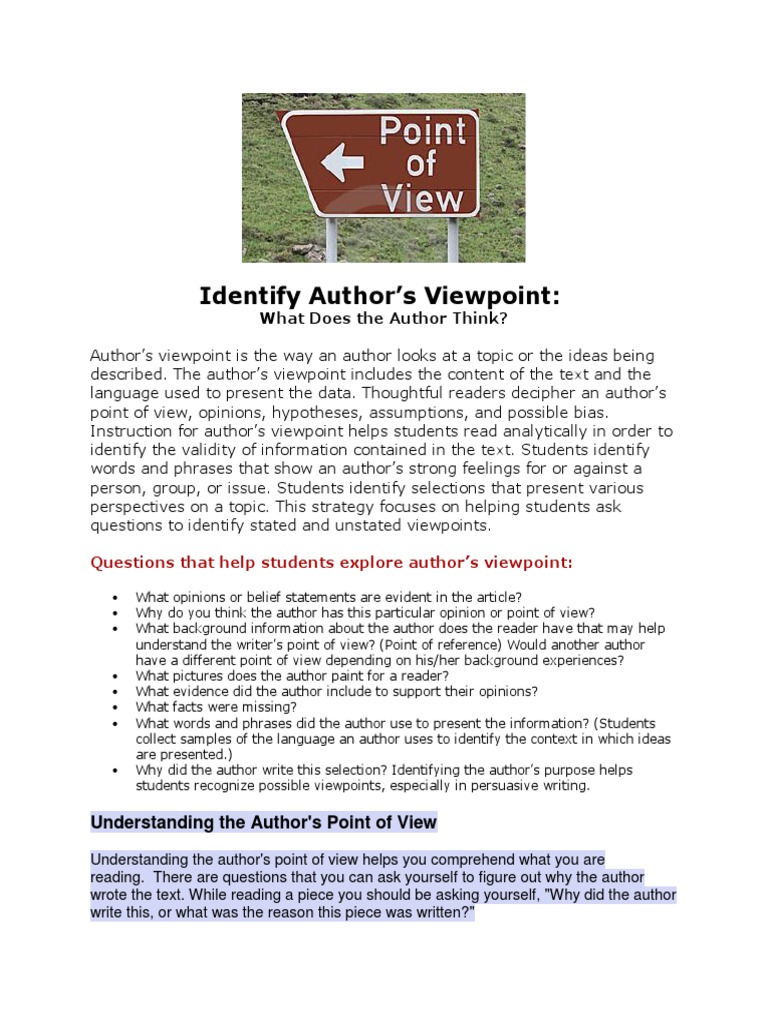 Author's Point of View | PDF | Career & Growth