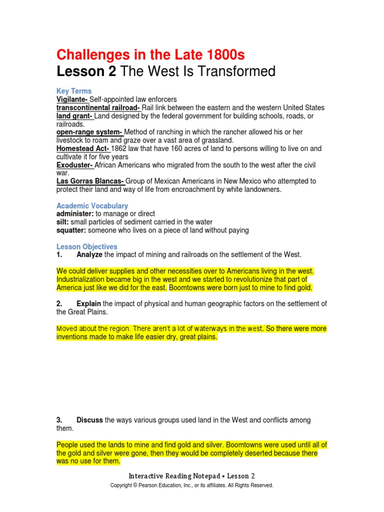 Topic 3 Lesson 2 Guided Reading | PDF