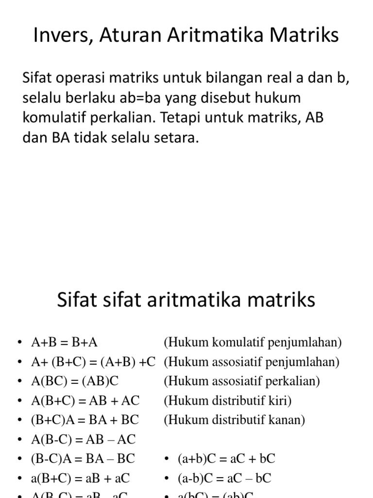 Invers Aturan Aritmatika Matriks | PDF