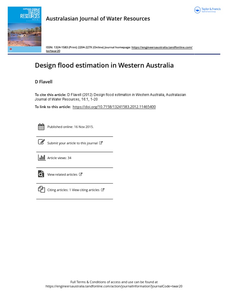 Design Flood Estimation in Western Australia PDF | PDF