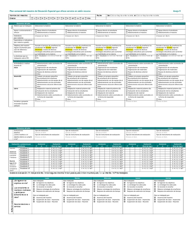 PLAN SEMANAL - Maestro Recurso | PDF