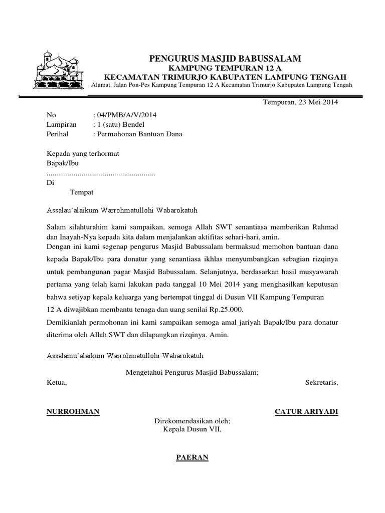 Surat Tembusan Warga+donatur | PDF