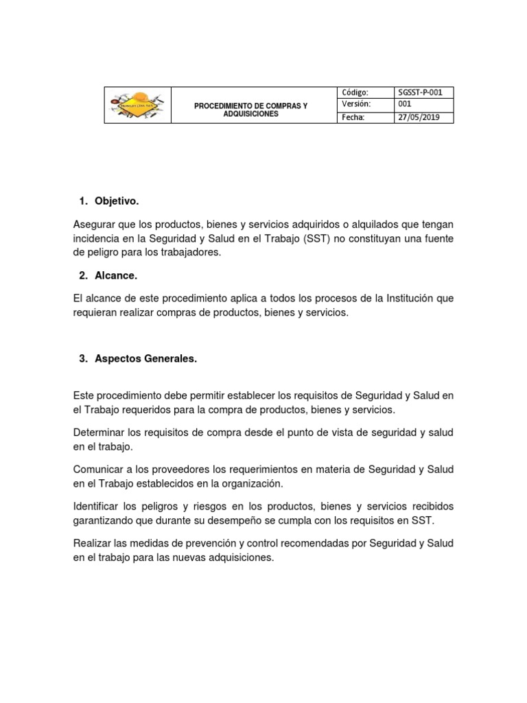 Procedimiento de Compras y Adquisiciones | PDF