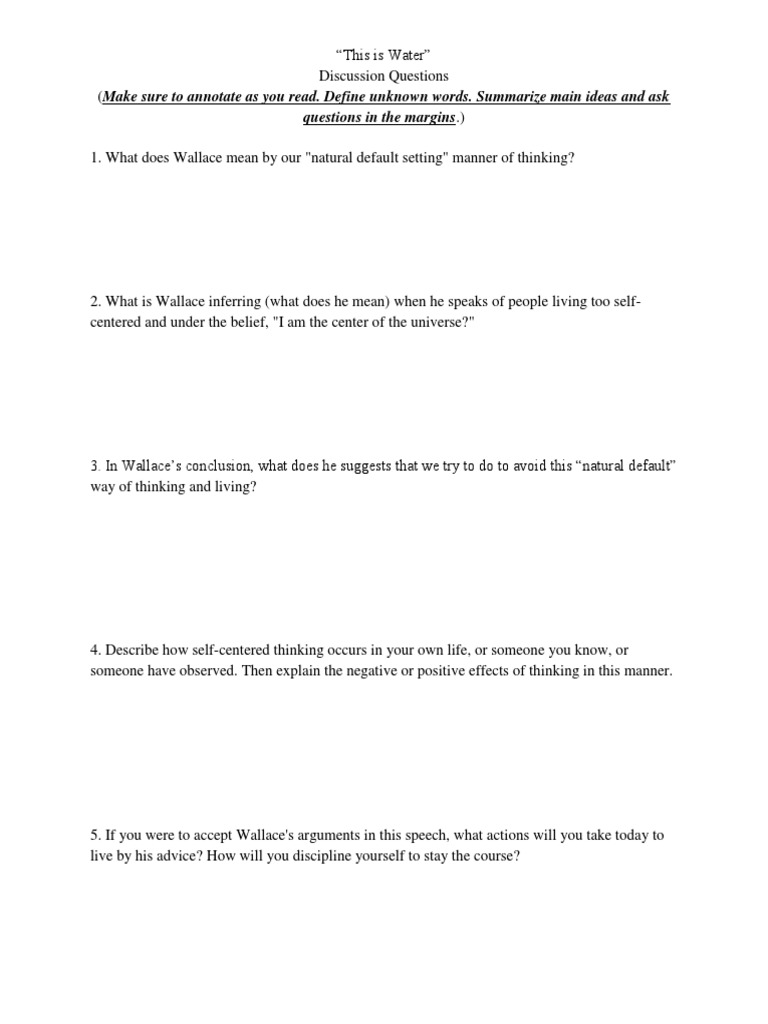 This is Water Discussion Questions | PDF