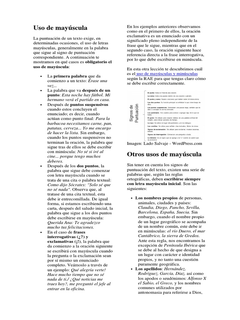 Reglas del uso de mayúsculas | PDF