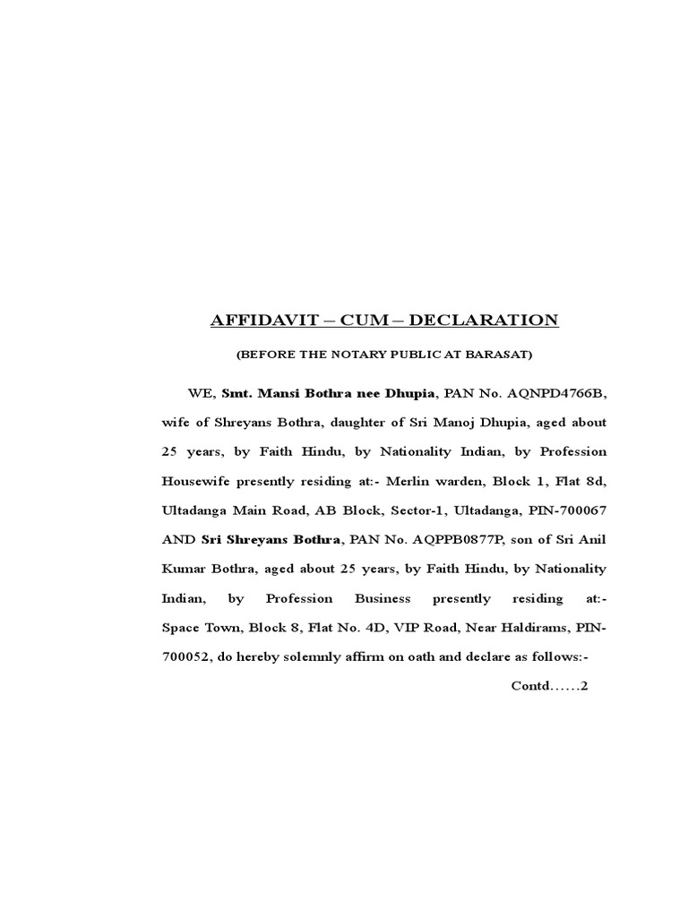 Affidavit Cum Declaration | PDF