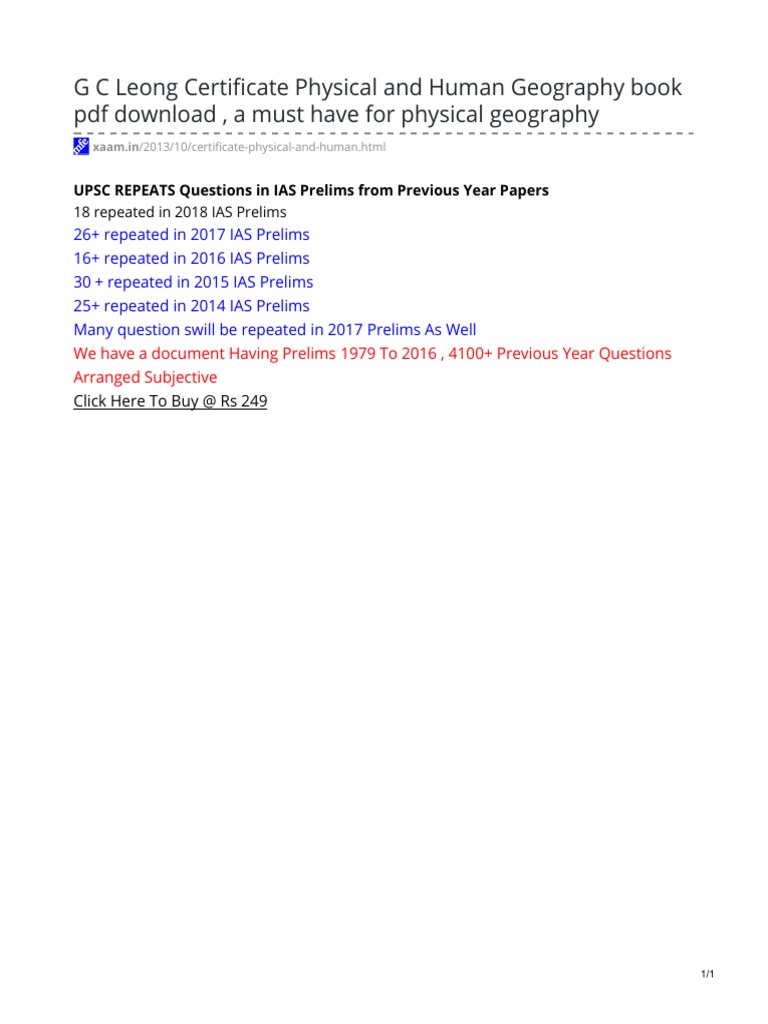 Xaam - In-G C Leong Certificate Physical and Human Geography Book PDF ...