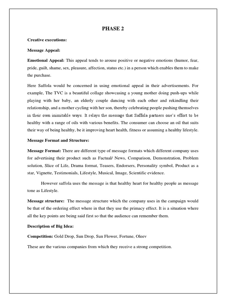 Saffola Oils IMC Project Report | PDF